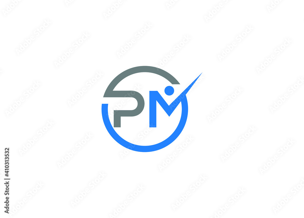 pm logo design vector icon template with white background Stock Vector ...