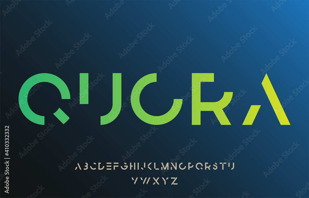 incomplete minimal cut alphabet lettering font family Stock Vector ...