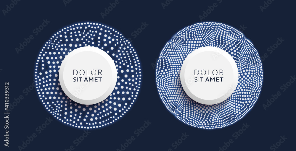 Abstract circles with dots of different sizes. Modern elements with ...