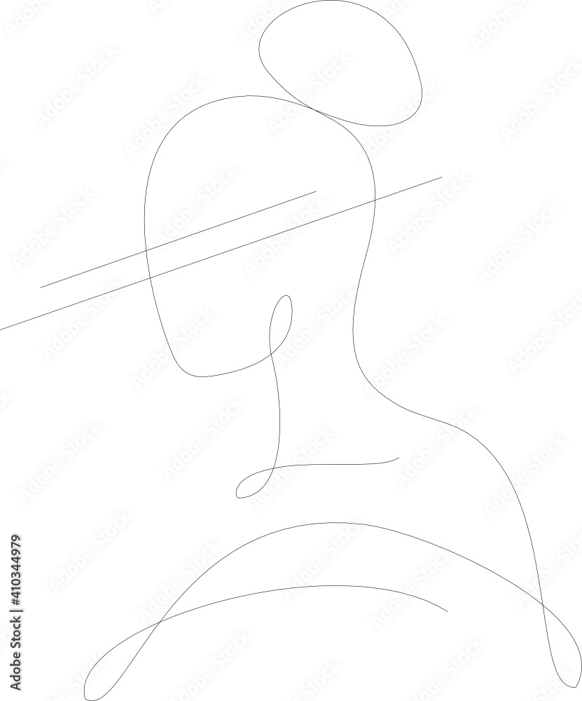 one line, girl, face, abstraction, abstract, linear, line, hairstyle ...