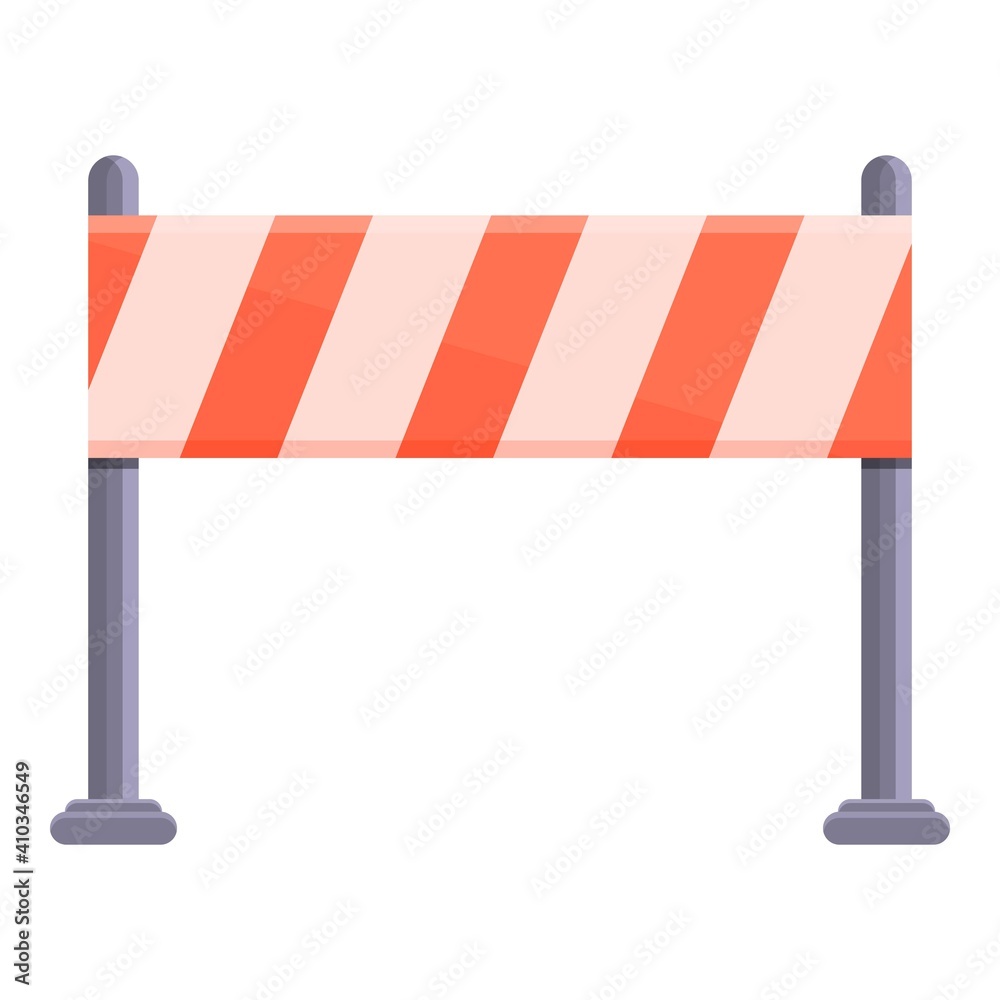 Red white road barrier icon. Cartoon of red white road barrier vector ...