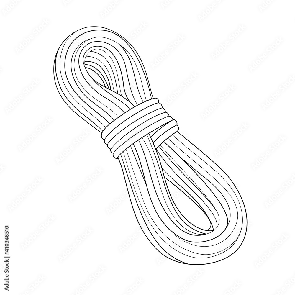 Rope. Vector illustration. Black and white technical drawing. Stock ...