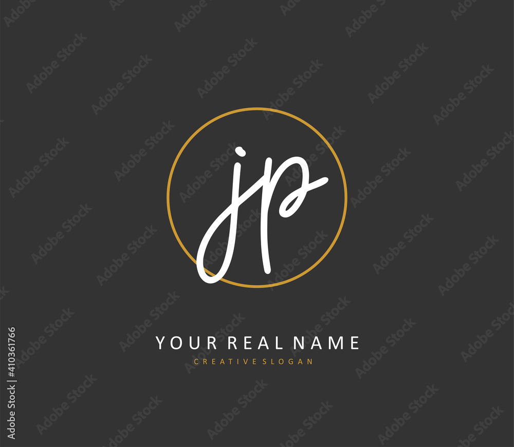 JP Initial letter handwriting and signature logo. A concept handwriting ...