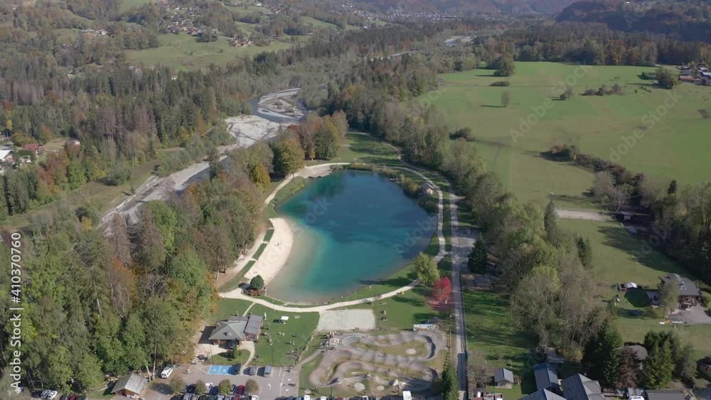 Base de Loisirs du Lac Bleu. Blue Lake Surrounded By Green Tree Foliage ...