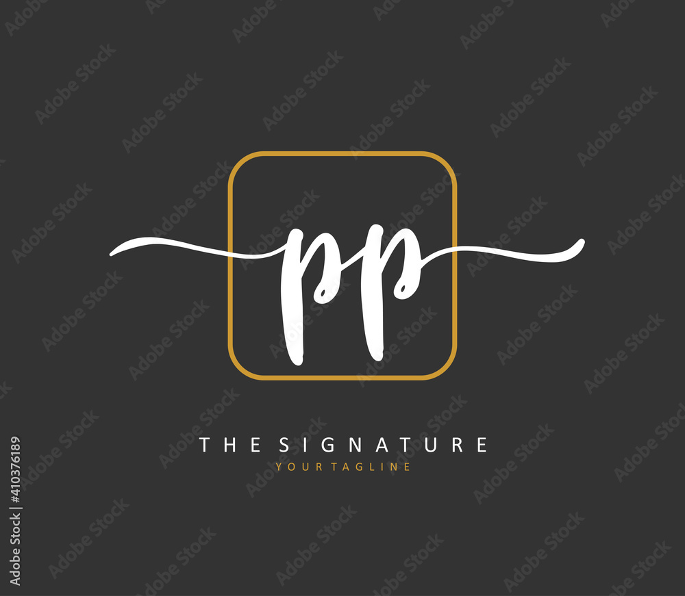 PP Initial letter handwriting and signature logo. A concept handwriting ...
