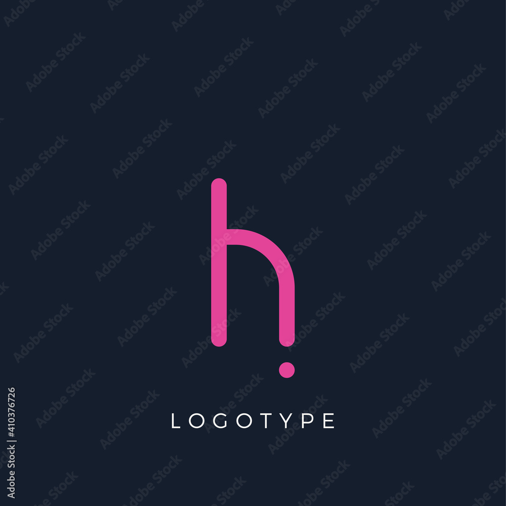 Minimalist letter h with dots, awesome monogram. Lowercase letter for ...