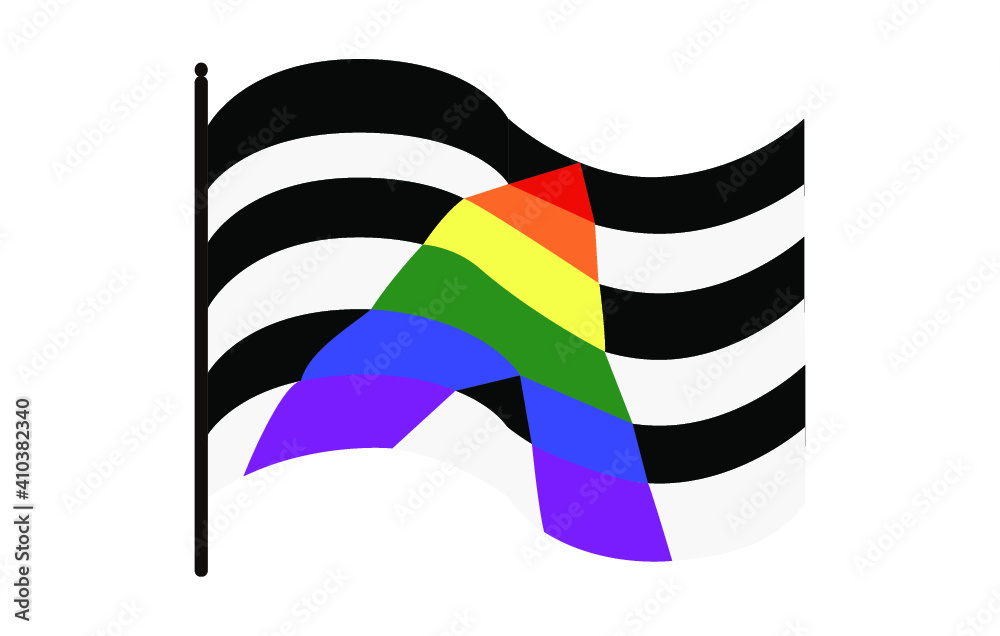 Vector illustration of the waving straight ally pride flag on white ...