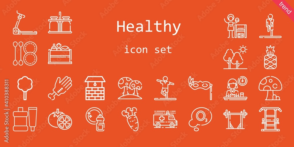 healthy icon set. line icon style. healthy related icons such as gym ...