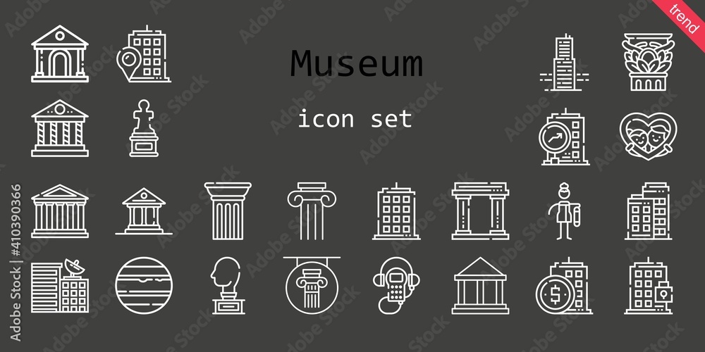 museum icon set. line icon style. museum related icons such as audio ...