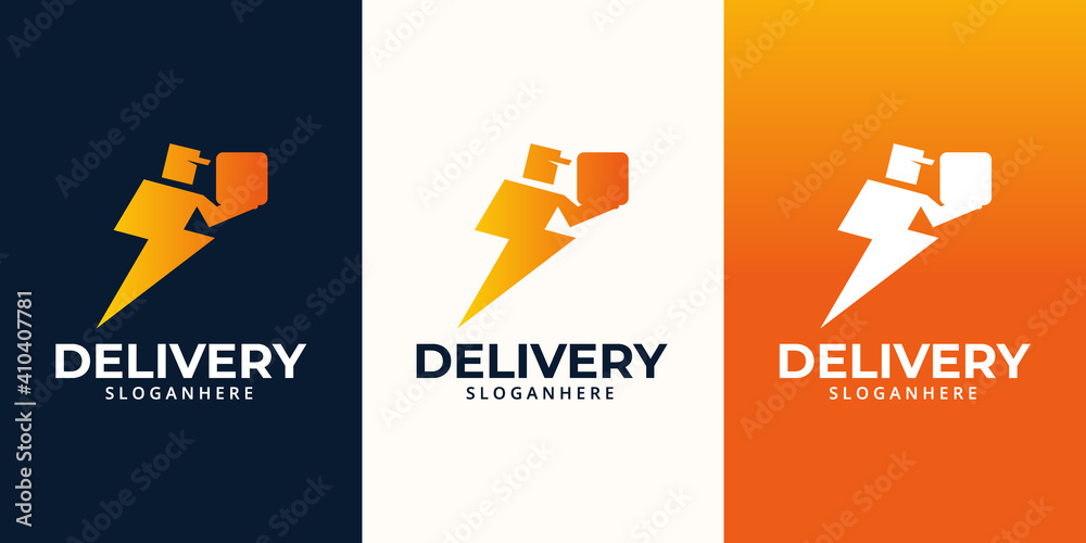 Delivery Logo designs Template. Illustration vector graphic of thunder ...