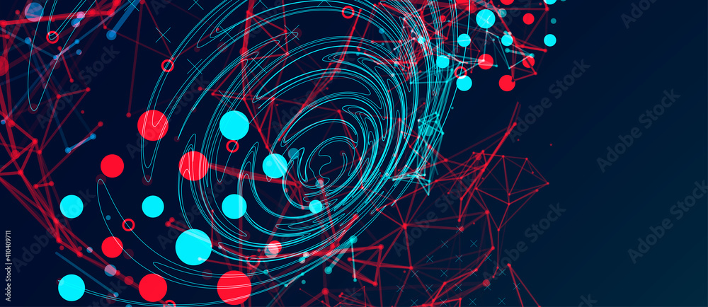 Abstract background with particles. Digital streaming background, wave ...