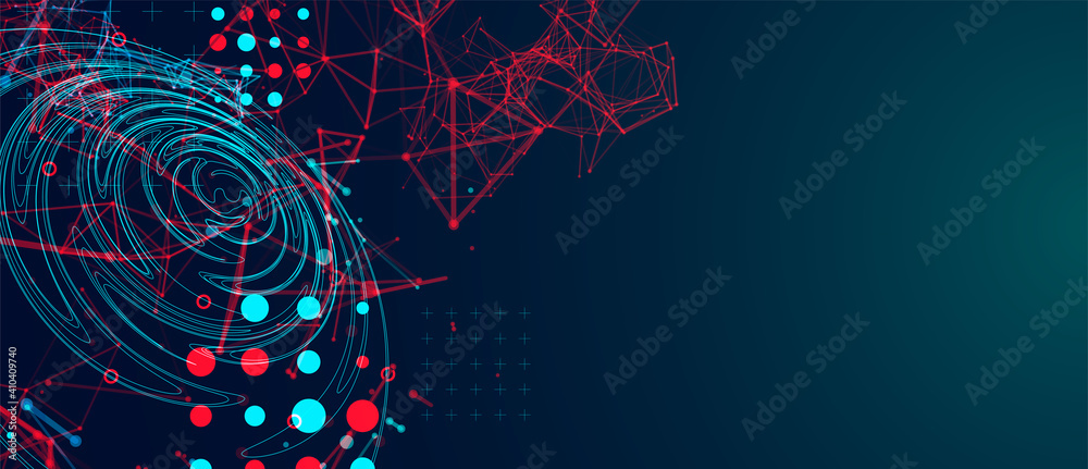 Abstract background with particles. Digital streaming background, wave ...