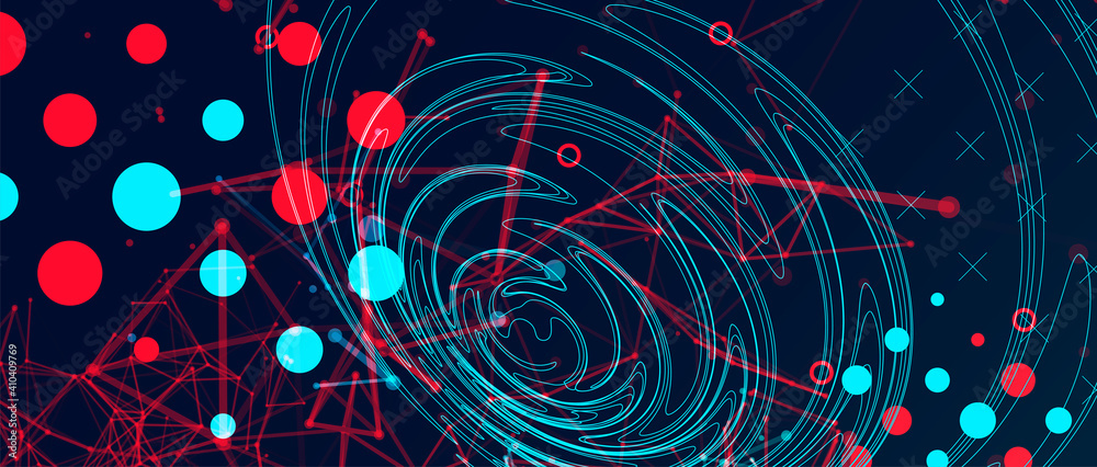 Abstract background with particles. Digital streaming background, wave ...