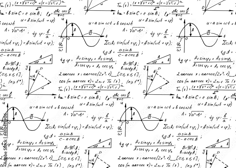 Vintage education background. Trigonometry law theory and mathematical ...