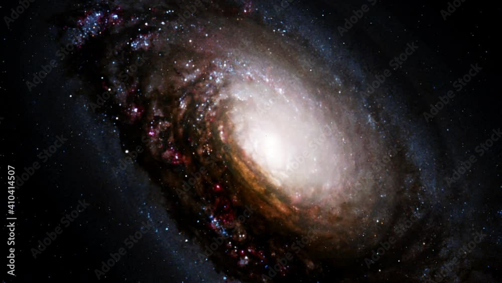 Spectacular black eye spiral galaxy center with infinite flying stars ...