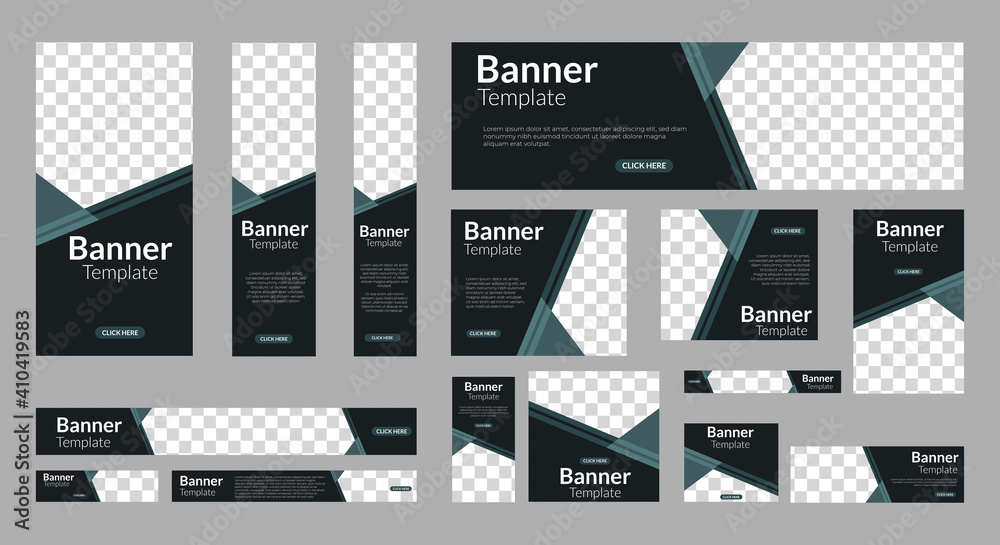 set of creative web banners of standard size with a place for photos ...