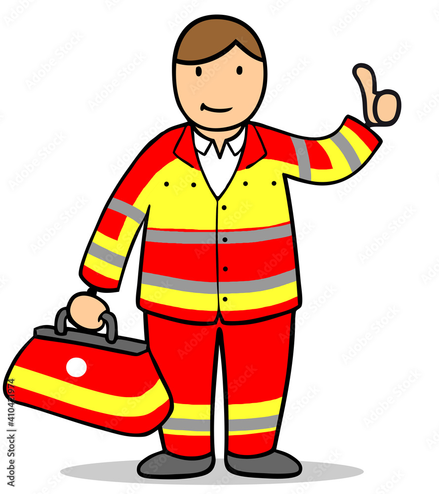 Rettungssanitäter oder Notarzt hält Daumen hoch Stock Illustration ...
