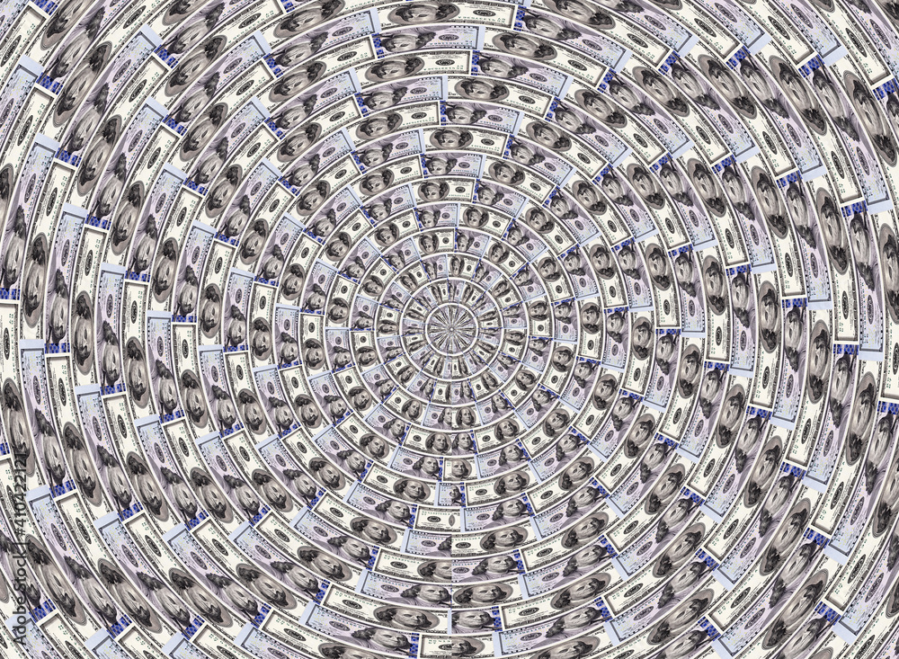 optical illusion made from 100 dollar banknotes Stock Photo | Adobe Stock