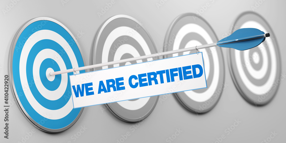 We are certified / Wir sind zertifiziert Stock Illustration | Adobe Stock