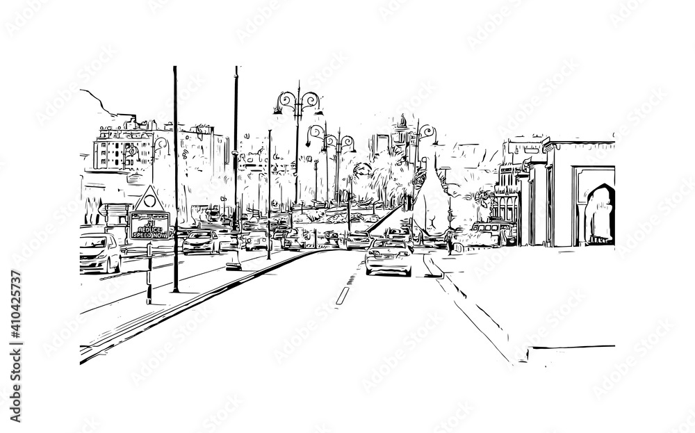 Building view with landmark of Muscat is the capital of Oman. Hand ...