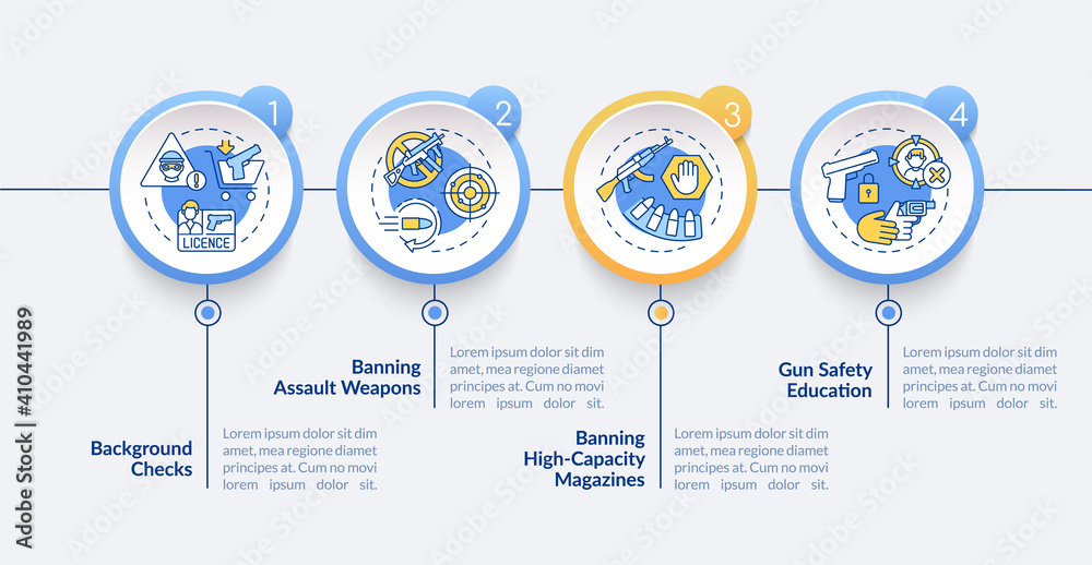 Gun control vector infographic template. Background check. Firearm ...