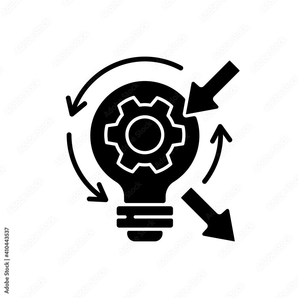 Reflection black glyph icon. High skill thinking and analysing ...