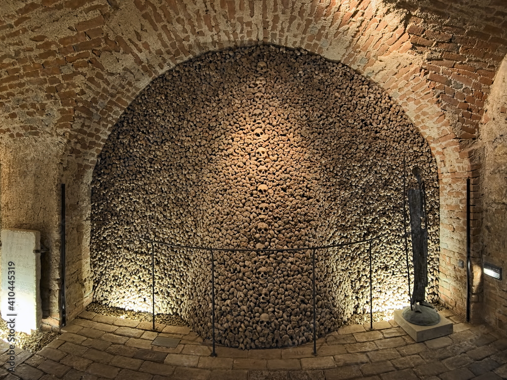 Interior of the underground ossuary under the Church of St. James in ...