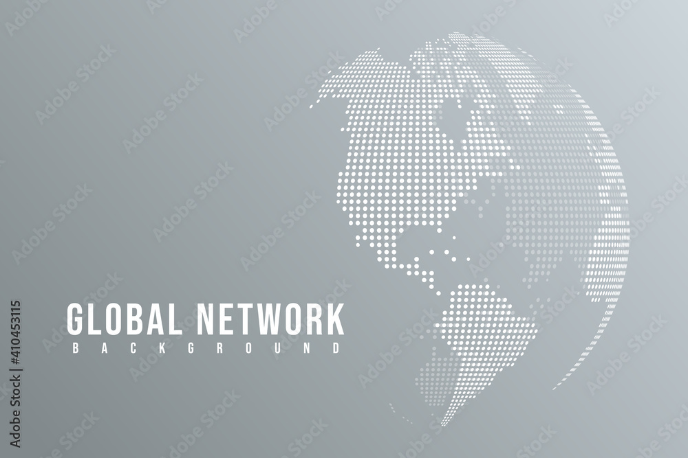 Abstract mash line and point scales on white background with Global ...