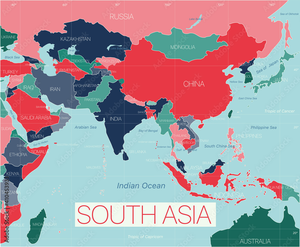 south asia map countries