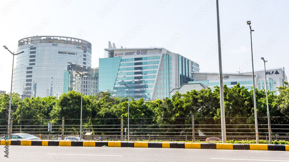 Architecture of DLF Cyber City also known as Cyberhub, gurgaon Stock ...