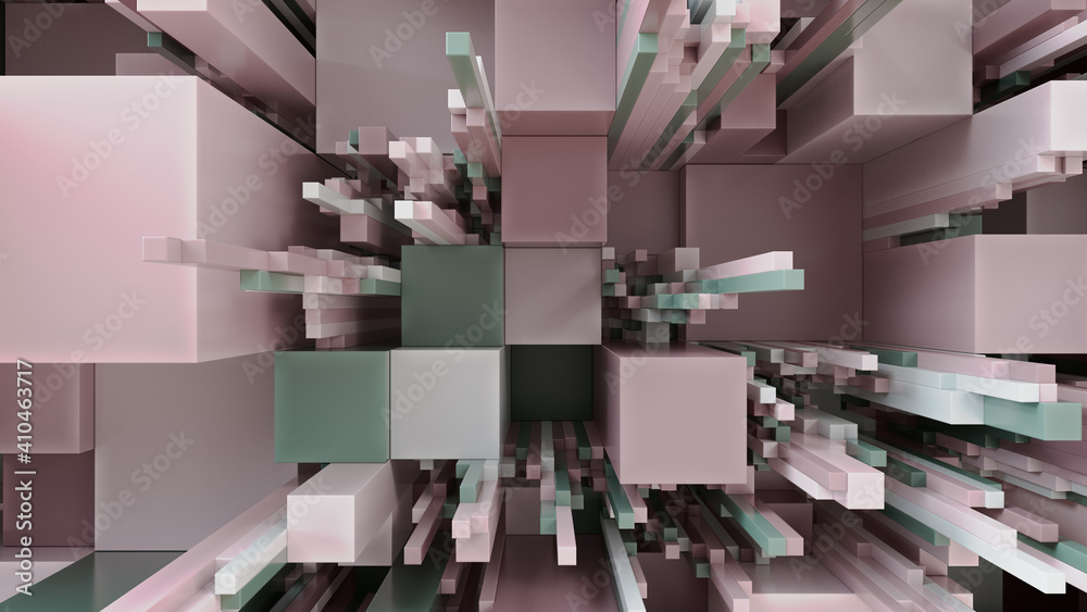 Multicolored 3D Block background. Tech Wallpaper with Natural hues. 3D ...