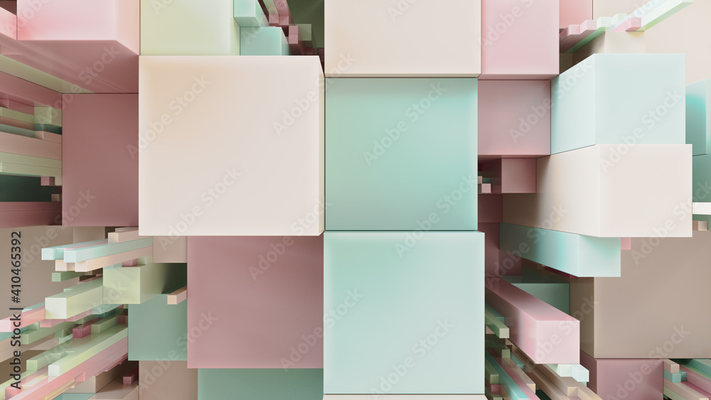 Multicolored 3D Block background. Tech Wallpaper with Pastel colors. 3D ...