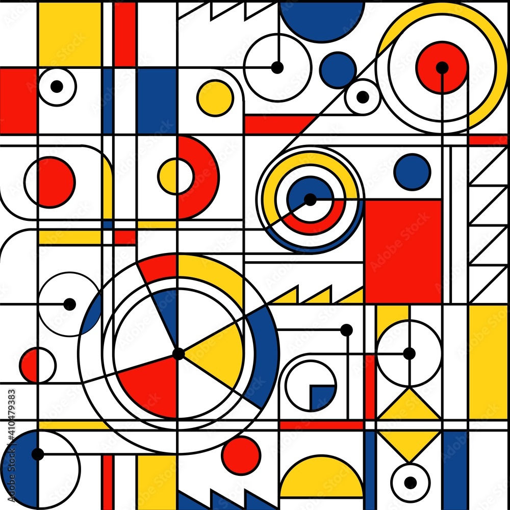 Modern seamless pattern in the style of Neoplasticism, Bauhaus ...
