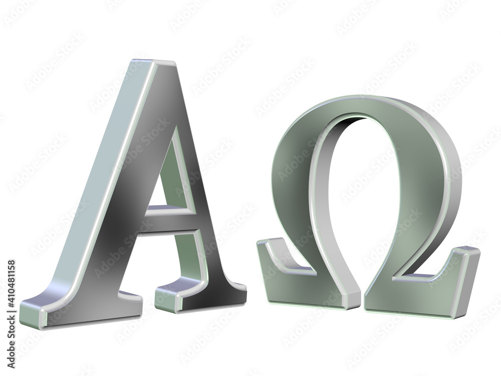Alpha und Omega, Symbole, 3D-Illustration Stock Illustration | Adobe Stock