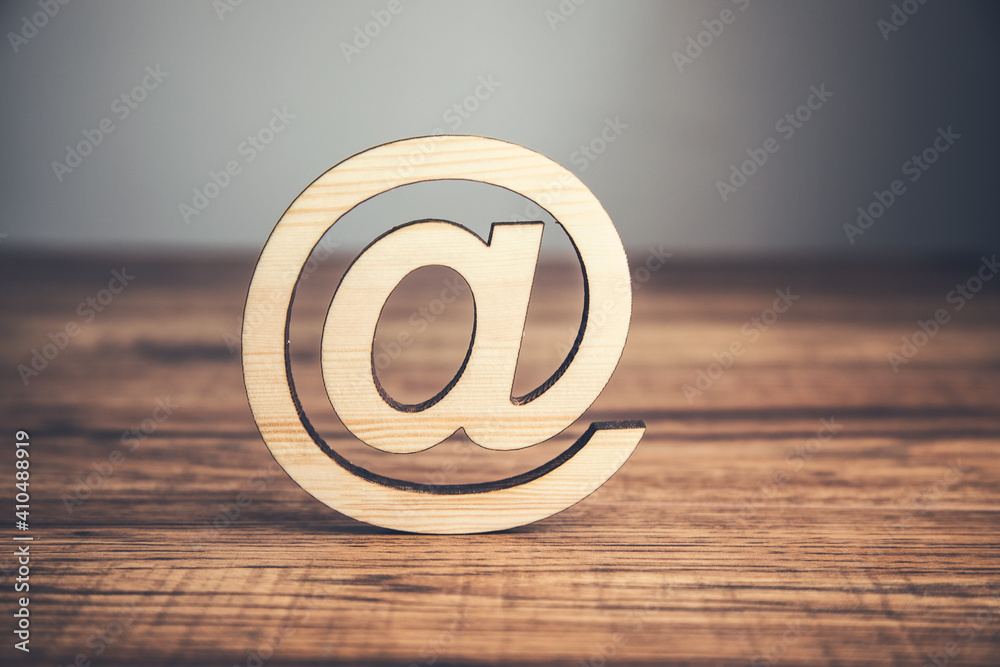 email sign on wooden table Stock Photo | Adobe Stock