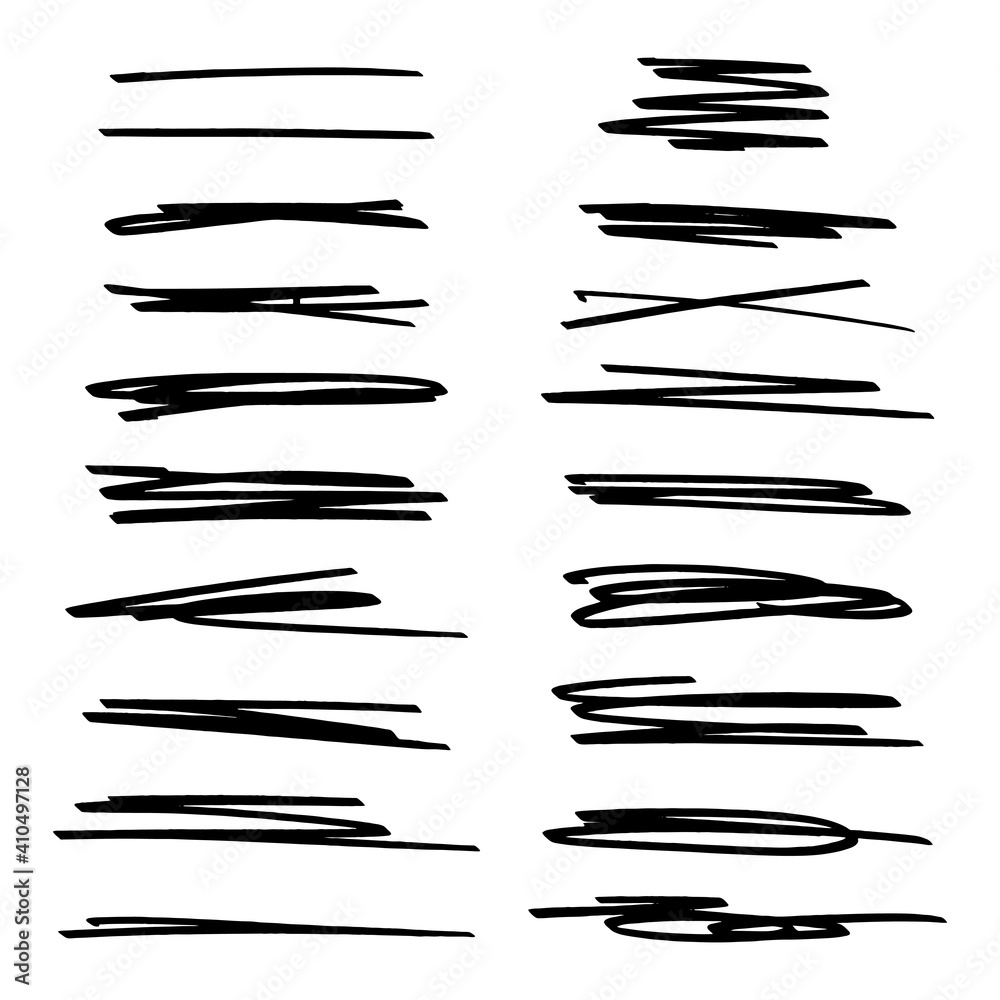 Vector set of highlight lines and underlines. Collection of hand drawn ...