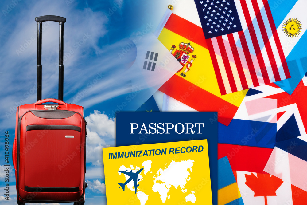 Immunization record in international passport. Concept of introduction ...