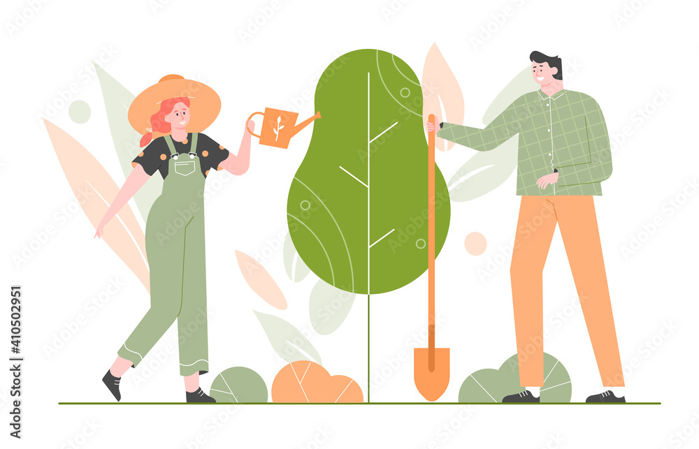 Forest restoration, reforestation planting new trees, environment day ...