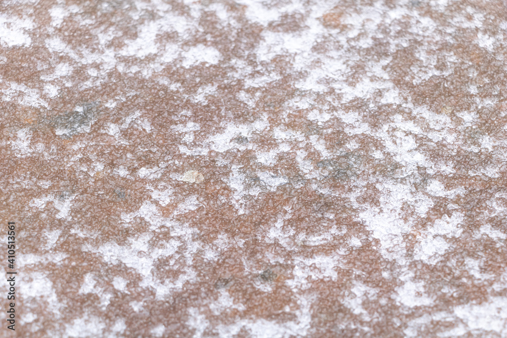 Ice texture - melted snow on a sheet of metal Stock Photo | Adobe Stock