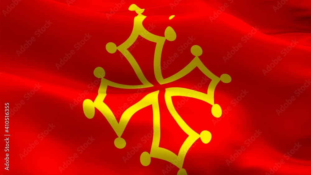 Vidéo Stock Midi Pyrenees region waving flag. National 3d Midi Pyrenees ...