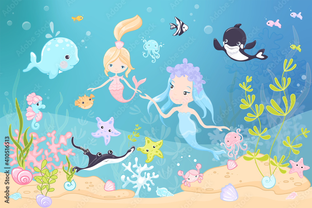 Little Mermaid Ocean Background