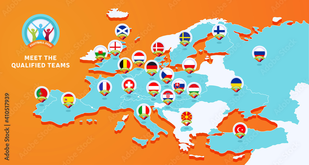 Fototapeta mapa świata dla dzieci European 2020 football championship ...