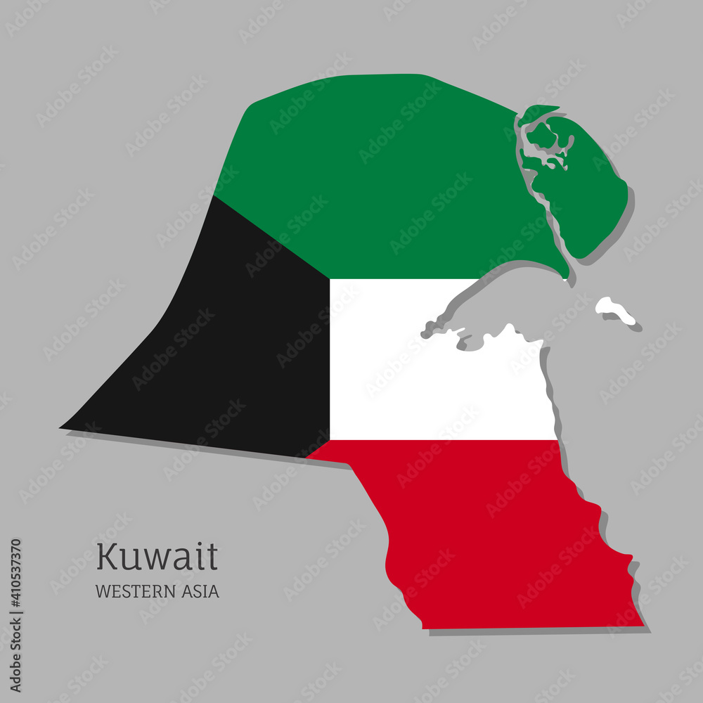 Map of Kuwait with national flag. Highly detailed editable map of ...