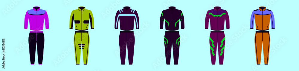 set of tracksuit cartoon icon design template in various models. vector ...