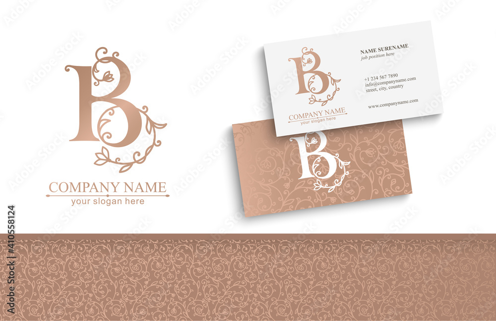 Premium Vector B logo. Monnogram, lettering. Delicate elegant floral ...