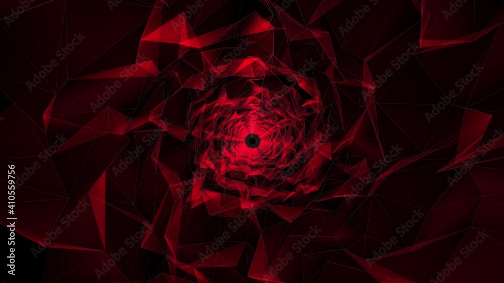 Red Low Poly Grid Triangle Geometric Shape Tunnel Animation. Seamless ...