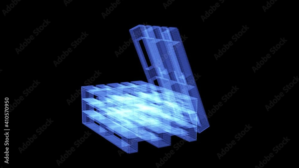 Vidéo Stock Hologram of wooden pallets. 3D animation of transportation ...