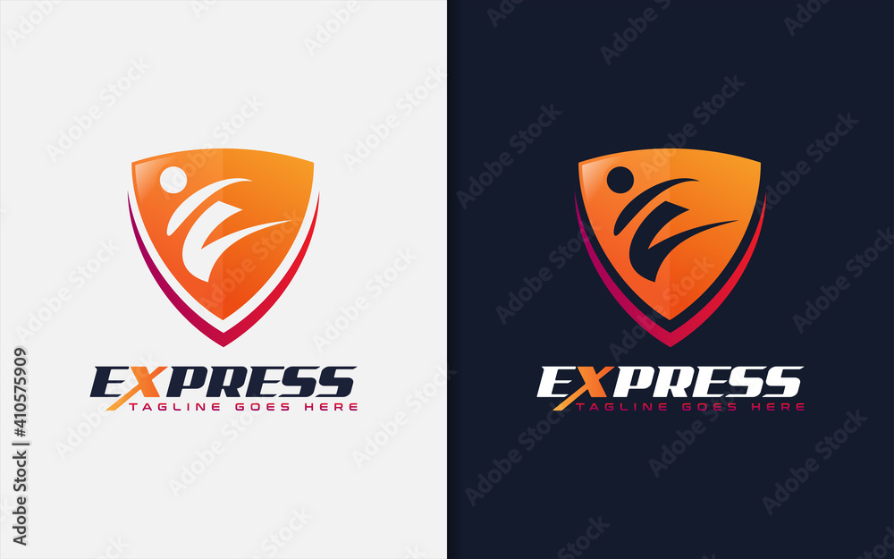 Express Logo Design. The Pose of the Man Who Moves Fast, Encased in a ...