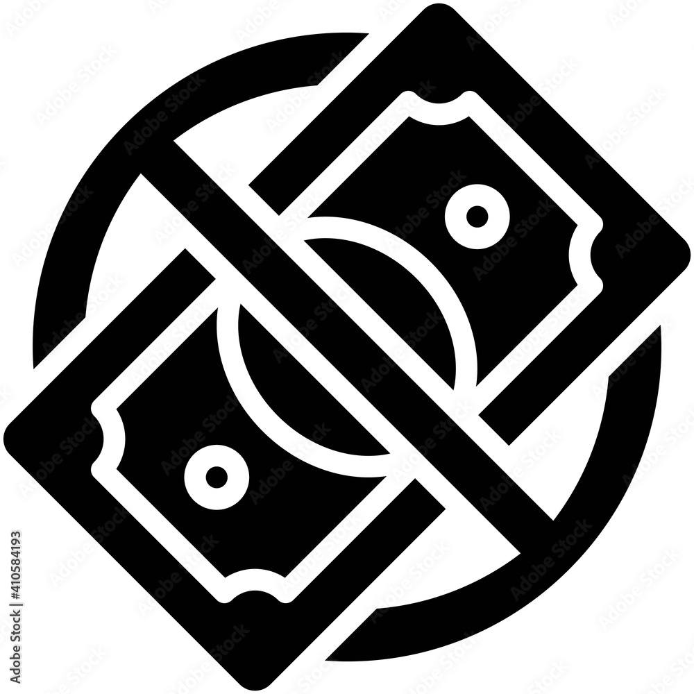 No Banknote sign icon, Bankruptcy related vector Stock Vector | Adobe Stock