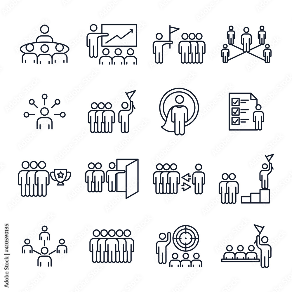 set icon leadership traits. Development and Teamwork pack symbol ...